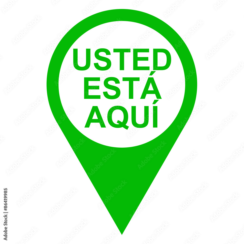 Ilustración de Stock Icono texto USTED ESTA AQUI localizacion verde ...
