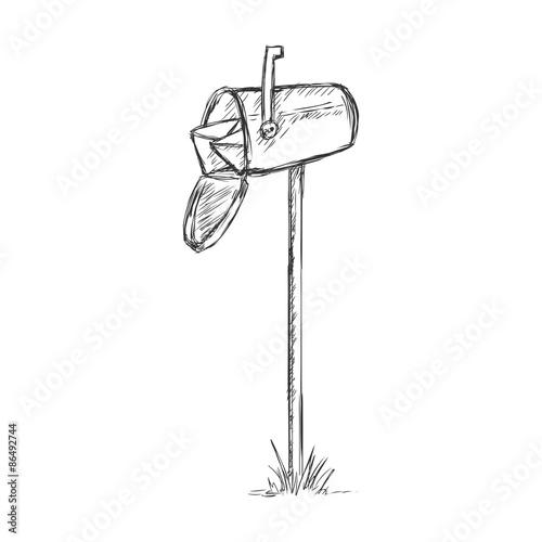 Vector Sketch Single Mailbox Stock Vector | Adobe Stock