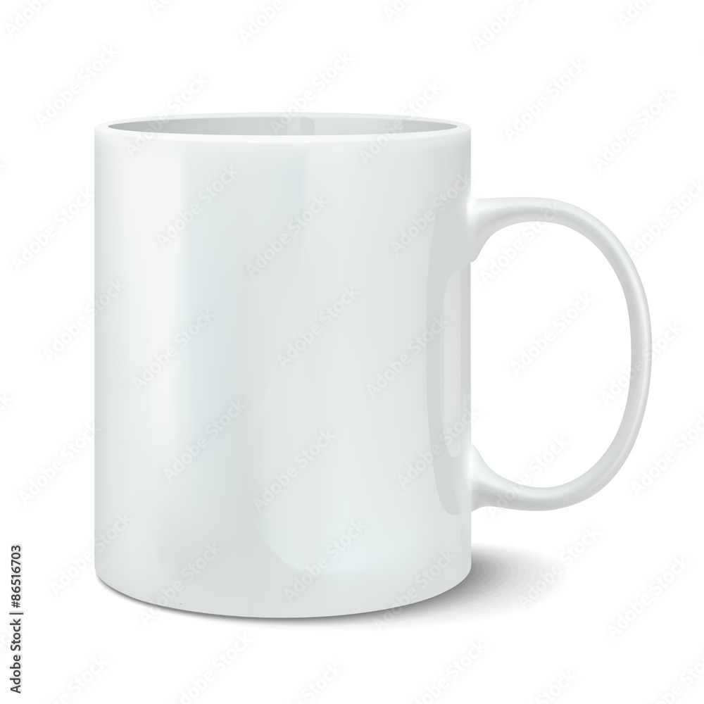 Vector illustration of realistic white mug Stock Vector | Adobe Stock