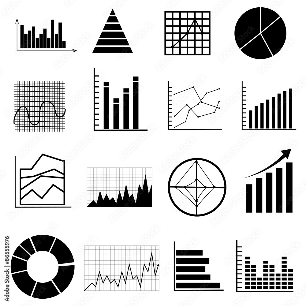 Graph chart icons set Stock Vector | Adobe Stock