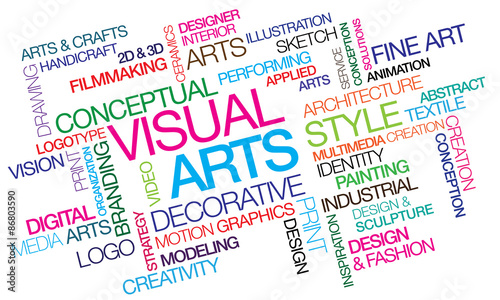 Visual Arts words colors tag cloud colorful text Stock Illustration ...