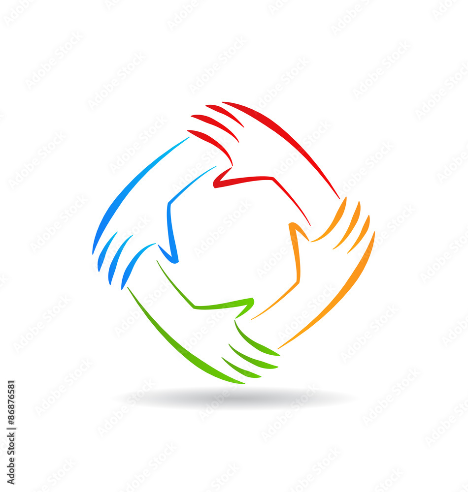 Teamwork unity hands logo Stock Vector | Adobe Stock
