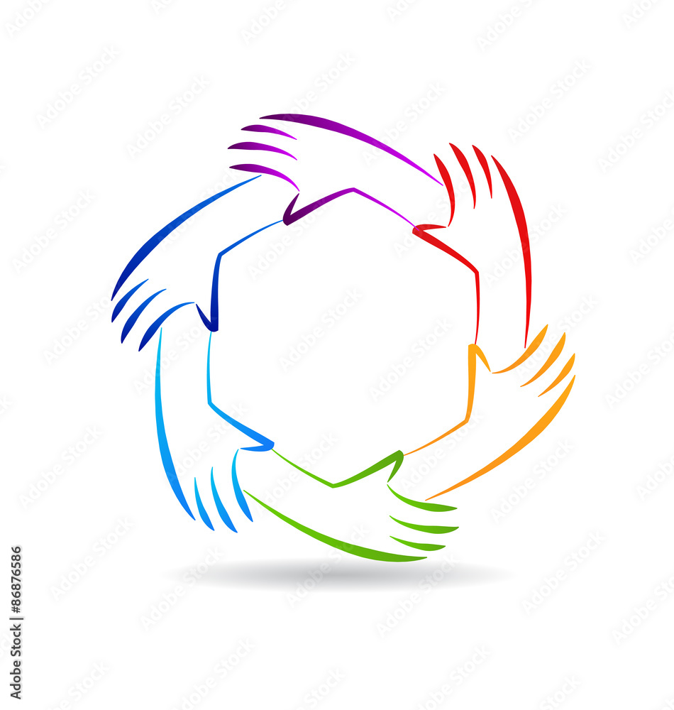 Teamwork unity hands logo identity Stock Vector | Adobe Stock