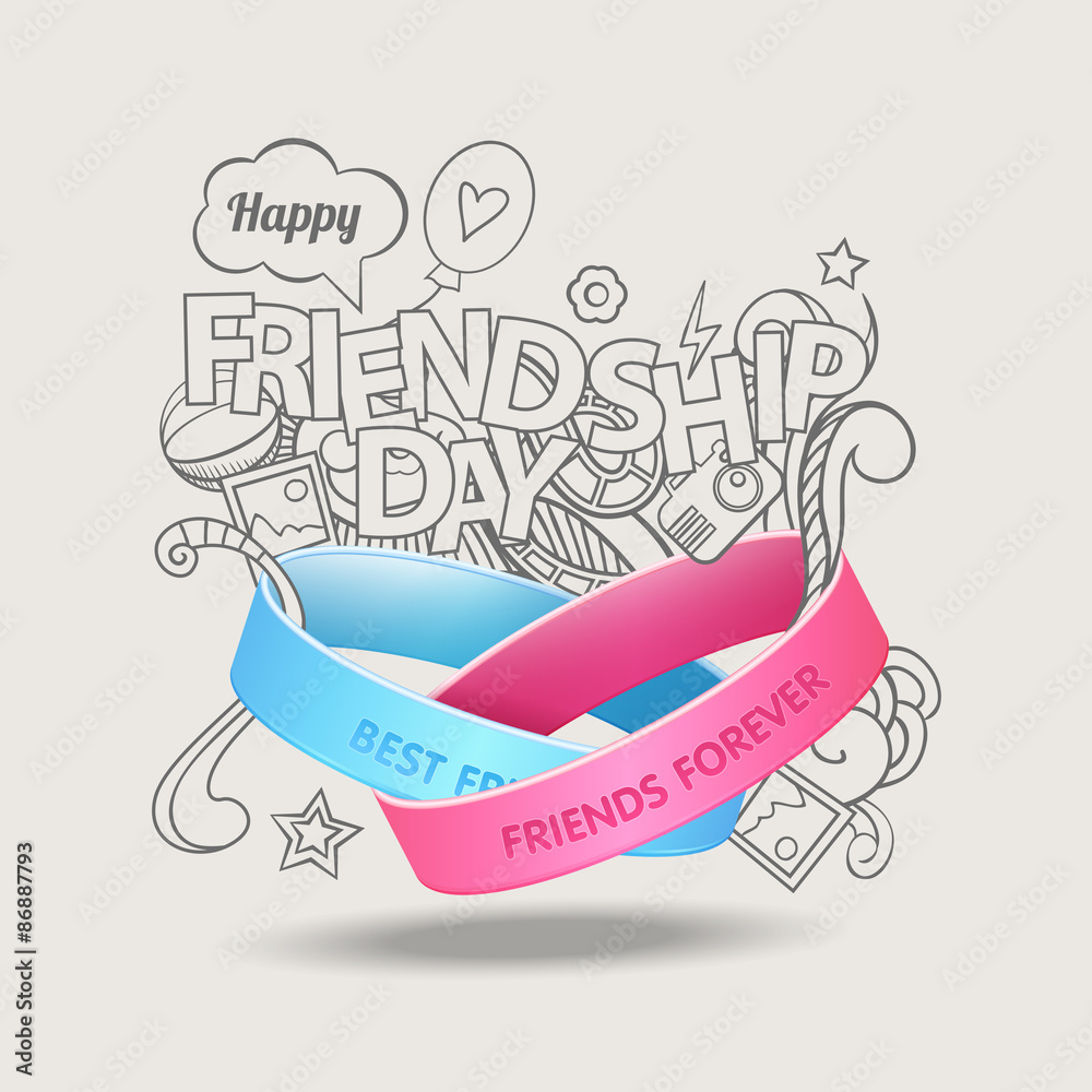 Friendship bands with text best friends forever and hand drawn doodle ...