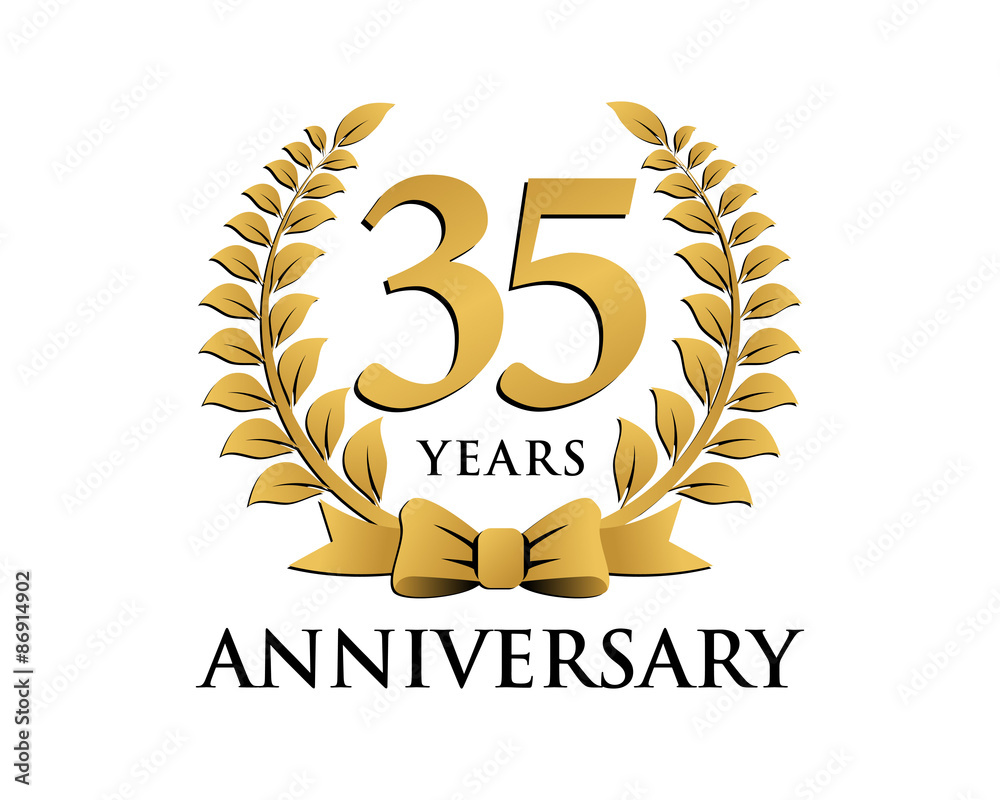 anniversary logo ribbon wreath 35 Stock Vector | Adobe Stock