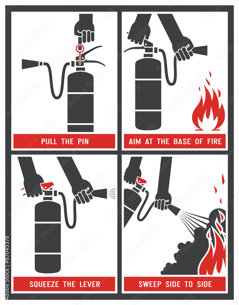 Fire extinguisher label. Fire extinguisher signs. Vector illustration ...