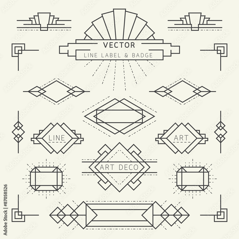 Art Deco Style Line and Geometric Labels and Badges Monochrome Stock ...