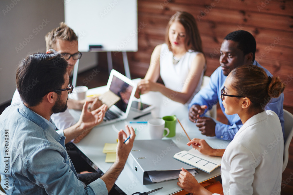 Discussing ideas Stock Photo | Adobe Stock