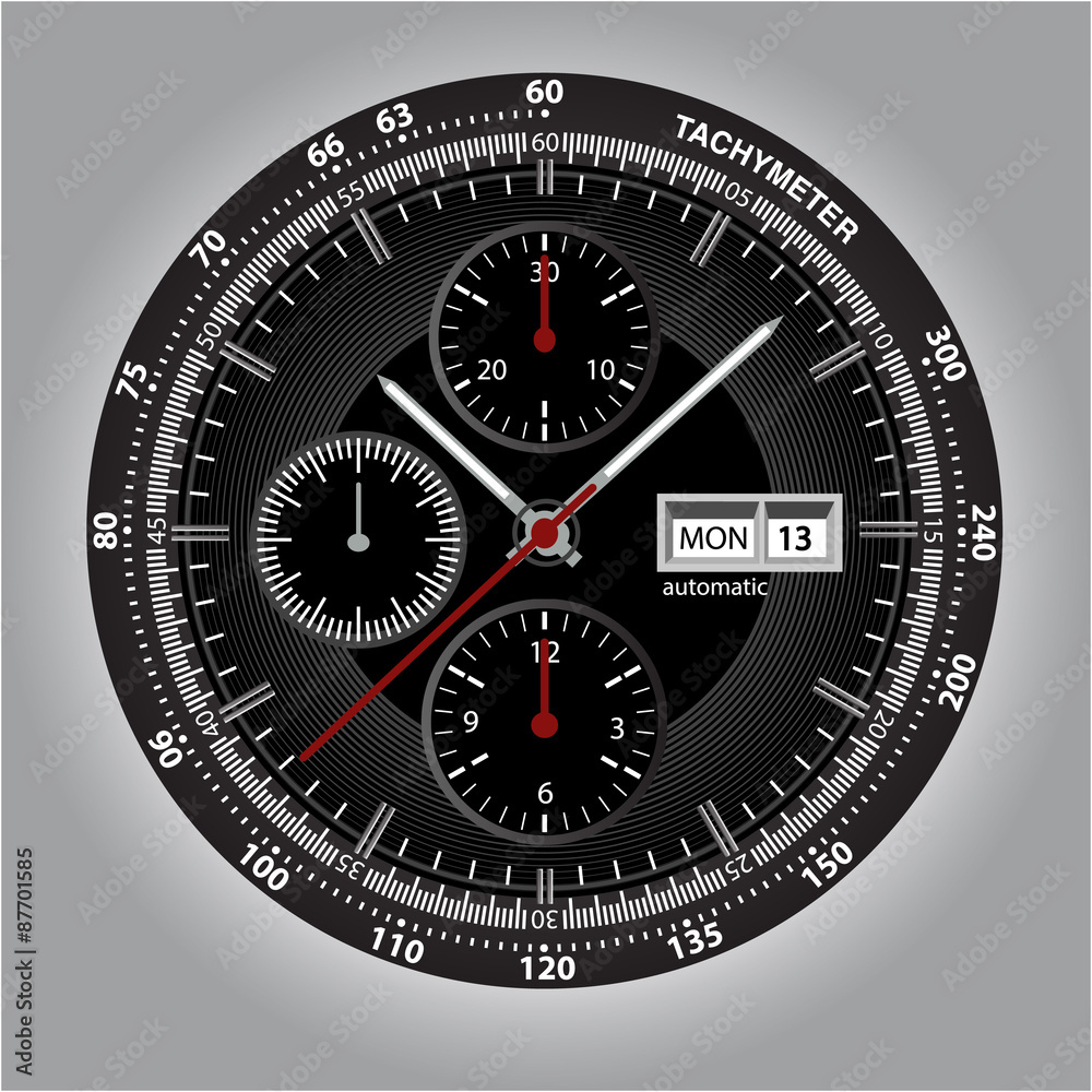 Wrist watch watchface with chronograph and tachymeter Stock Vector ...