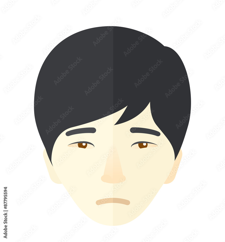Face of a sad japanese guy. Stock Vector | Adobe Stock