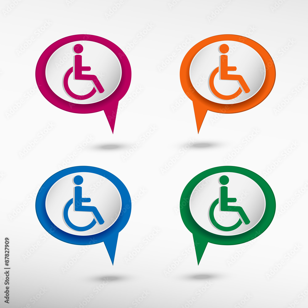 Disabled Handicap symbol on colorful chat speech bubbles Stock Vector ...