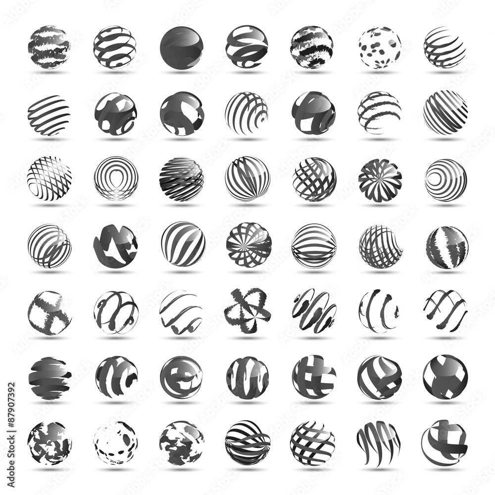 Sphere Icons Set - Isolated On White Background Stock Vector | Adobe Stock