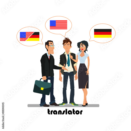 translator helps people communicate. profession - translator. vector ...