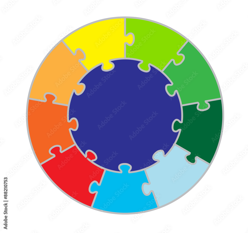 Nine Part Circular Puzzle Diagram Stock Illustration | Adobe Stock