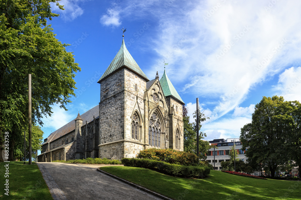 Famous Stavanger Domkirke one of the oldest churches in Norway. Stock ...