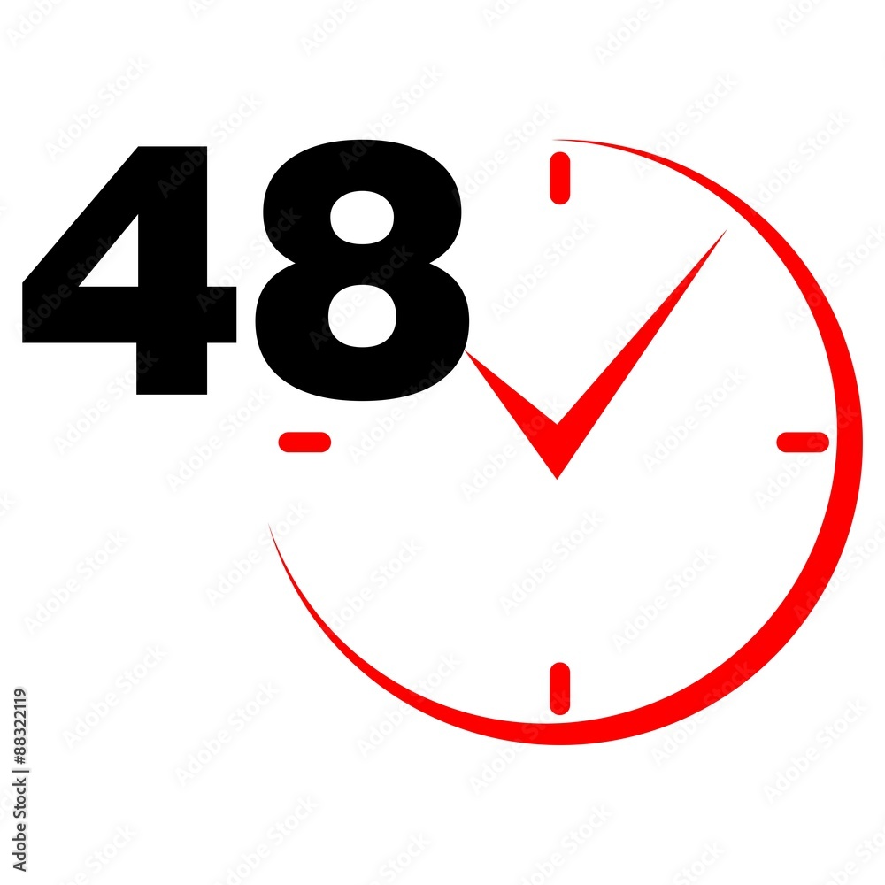 48 hours sign red clock Stock Vector | Adobe Stock