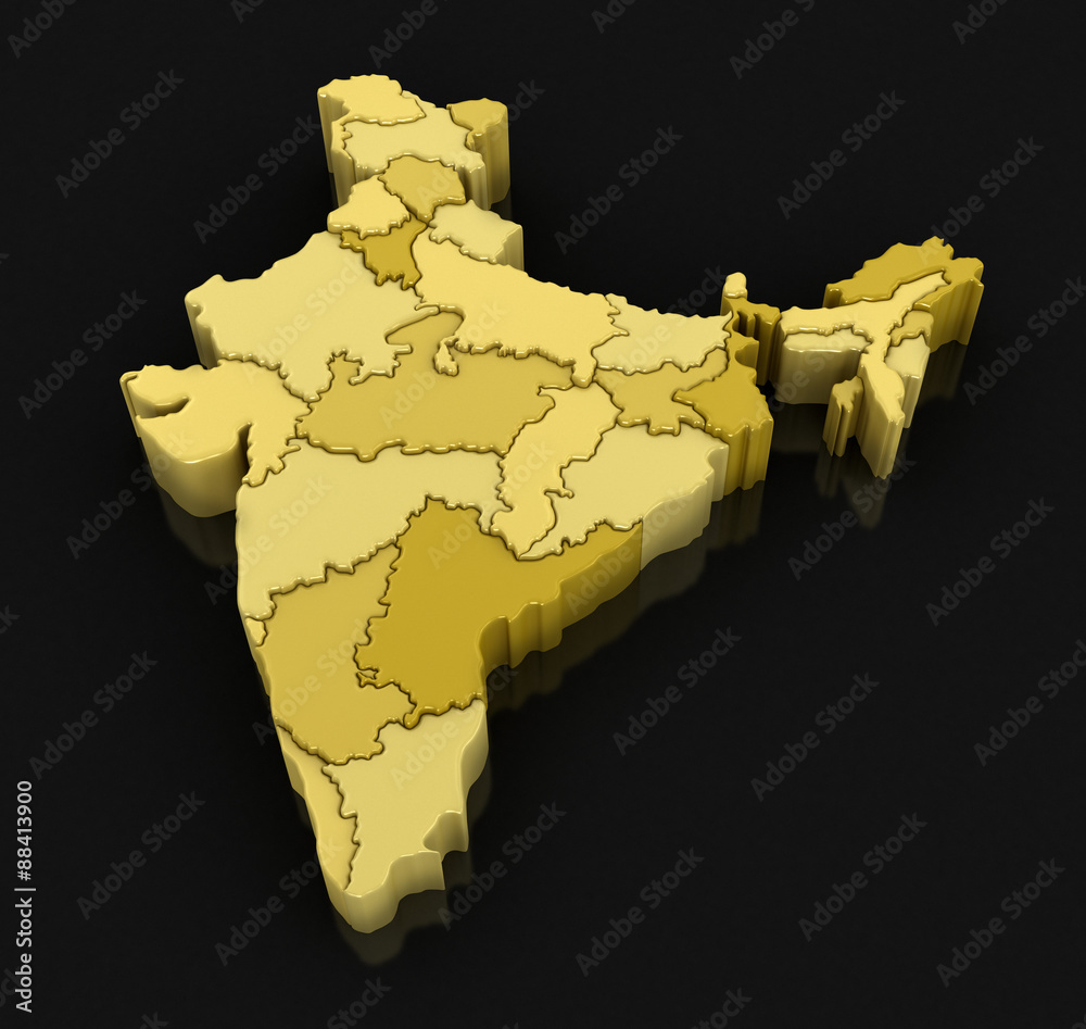 Map of India. Image with clipping path. Stock Illustration | Adobe Stock