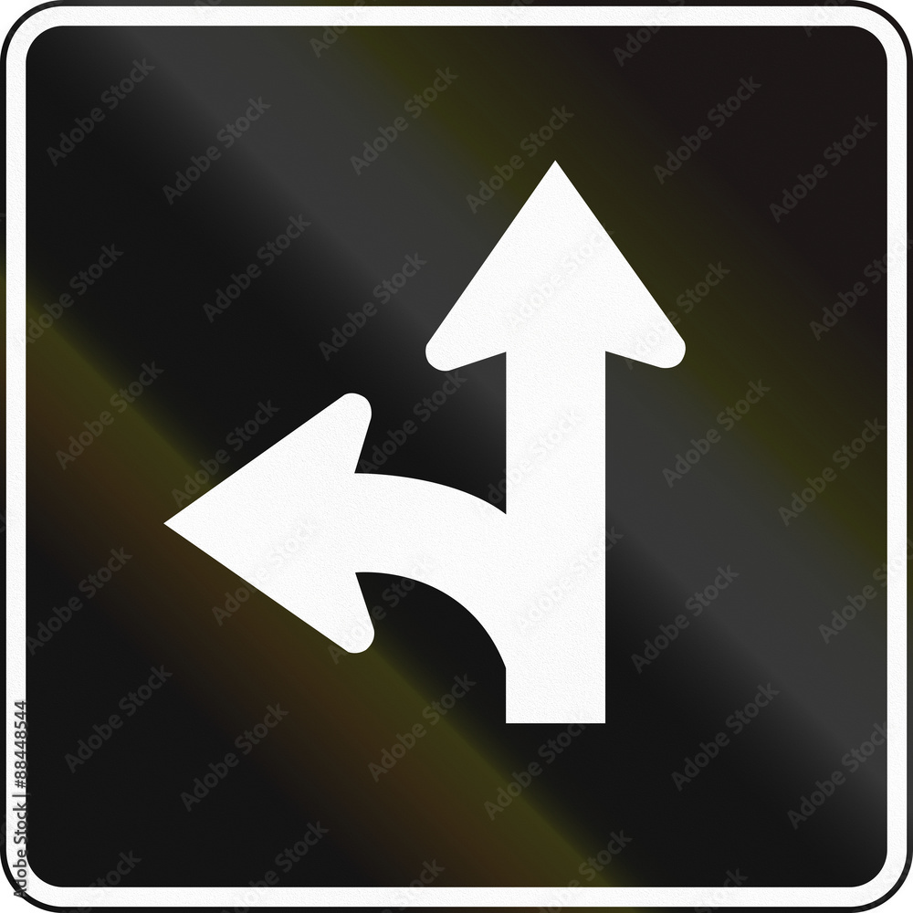 Lane management sign in Canada - Lane for left turn and straight ...