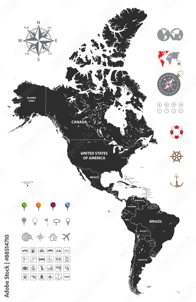 South and North America political map Stock Vector | Adobe Stock