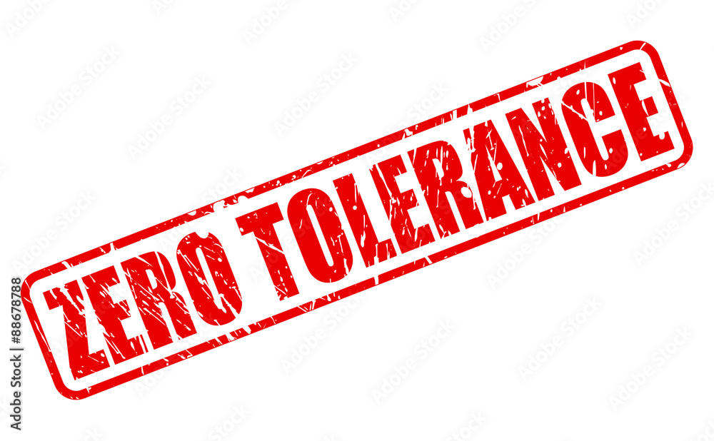 ZERO TOLERANCE red stamp text Stock Vector | Adobe Stock