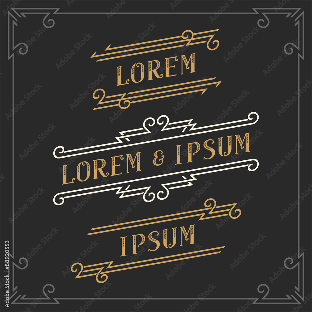 The set of elegant vintage emblems and logos templates. Graceful retro ...