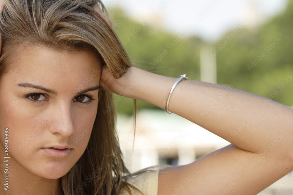 Beautiful woman with intense stare. Stock Photo | Adobe Stock