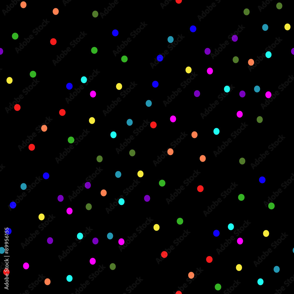 Multi-colored polka dots on a black background Stock Vector | Adobe Stock