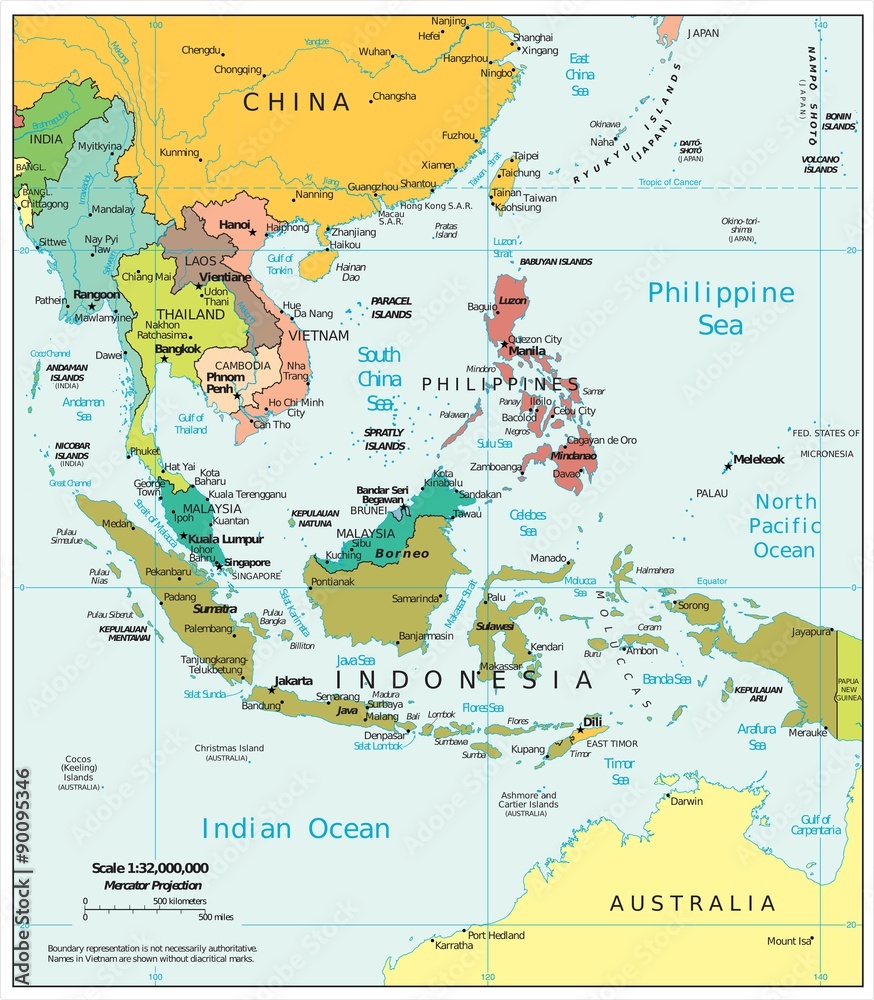 Southeast Asia political divisions Stock Vector | Adobe Stock