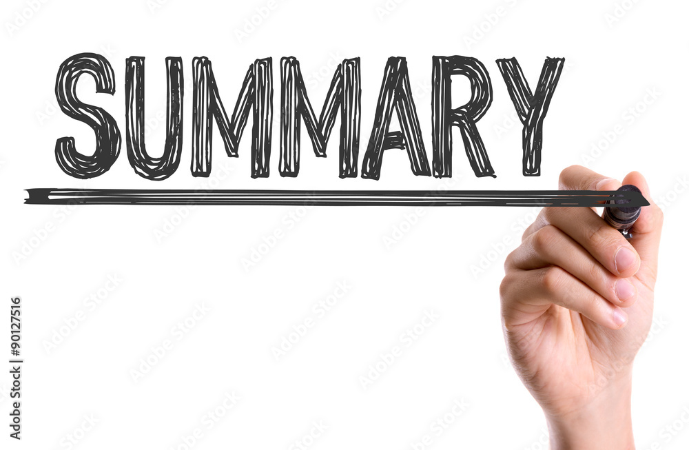 Hand with marker writing the word Summary の Stock フォト | Adobe Stock