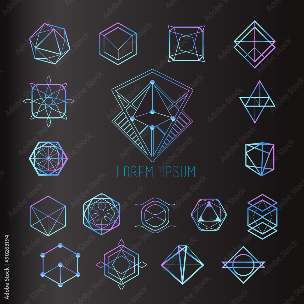 Sacred geometry forms, shapes of lines, logo, sign, symbol Stock Vector ...