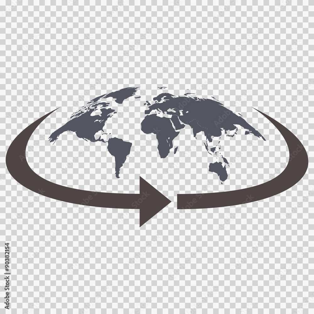 world map with an arrow spinning around on a stylish background Stock ...