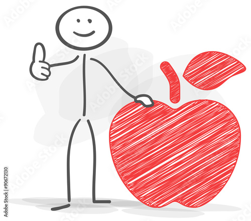 stickman apple healthy red Stock Vector | Adobe Stock