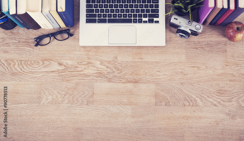 Top view study desk Stock Photo | Adobe Stock