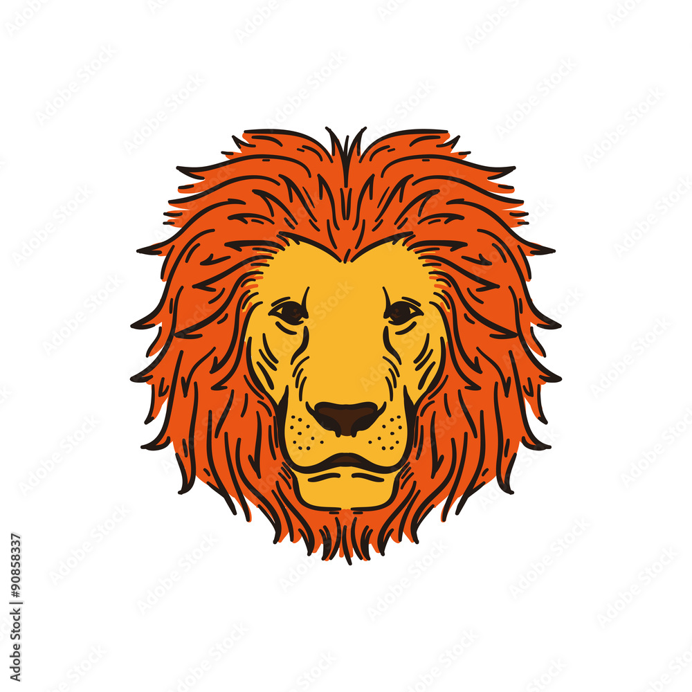 Lion Head in Color Vector Illustration Stock Vector | Adobe Stock