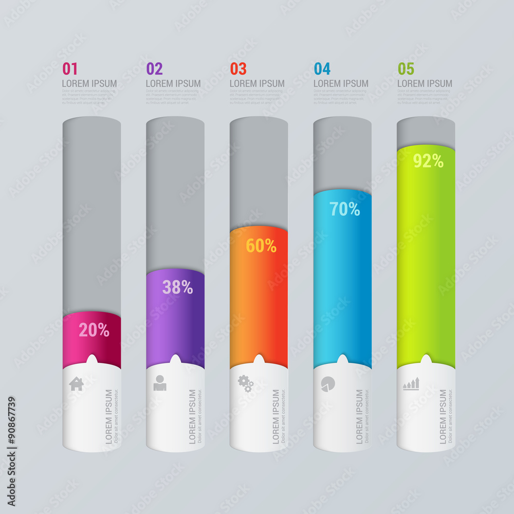Vector indicator chart graphic infographics mockup template Stock ...