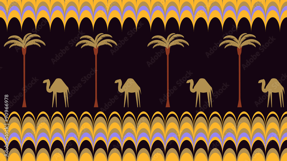 Seamless background with camels. Ethnic pattern. Template for design ...