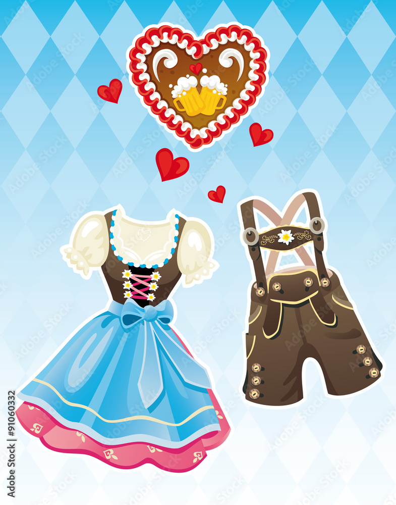 Oktoberfest Dirndl Dress and Lederhosen Traditional German Clothes ...