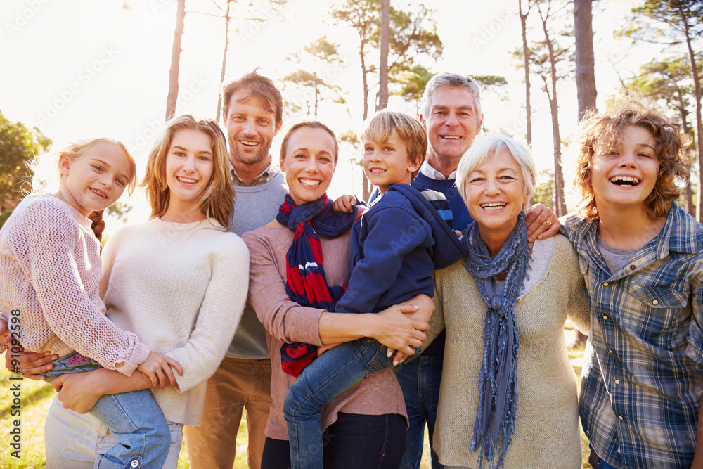 Happy multi-generation family portrait in the countryside Stock Photo ...