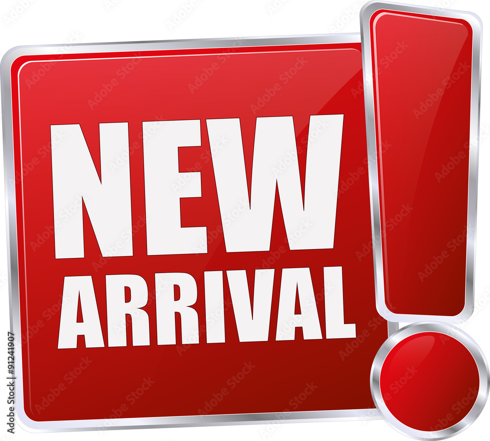 modern red new arrival sign Stock Vector | Adobe Stock