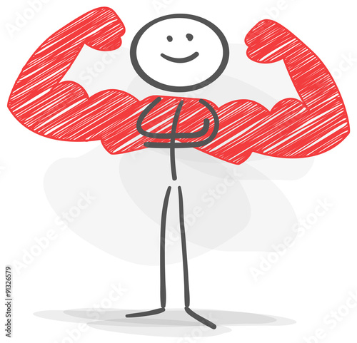 stickman muscle strong red Stock Vector | Adobe Stock