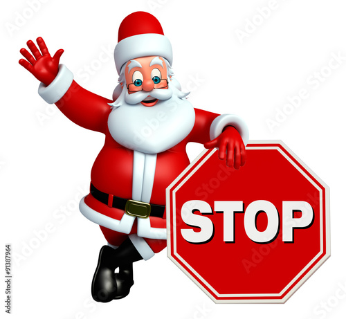 Santa claus with stop sign Stock Illustration | Adobe Stock