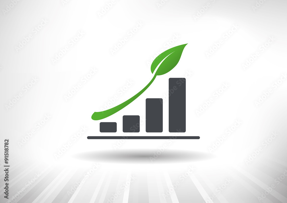 Sustainable Green Growth Icon. Concept showing rising bar chart with ...