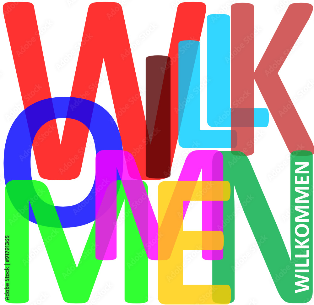 Stock-Vektorgrafik „Willkommen Welcome Collage #150920-01“ | Adobe Stock