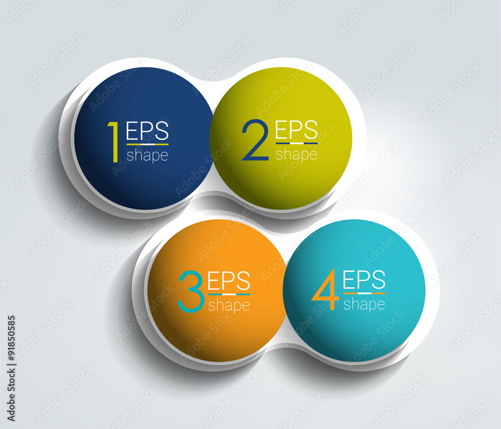 One, two, three, four business elements banner. 4 steps design, chart ...
