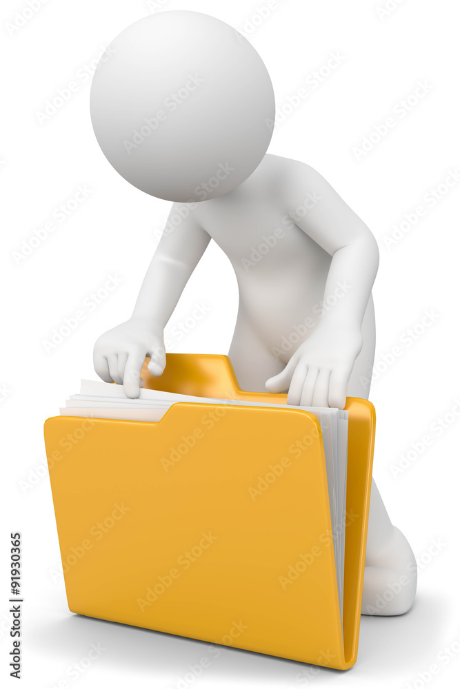 3d Männchen Ordner durchsuchen Stock Illustration | Adobe Stock