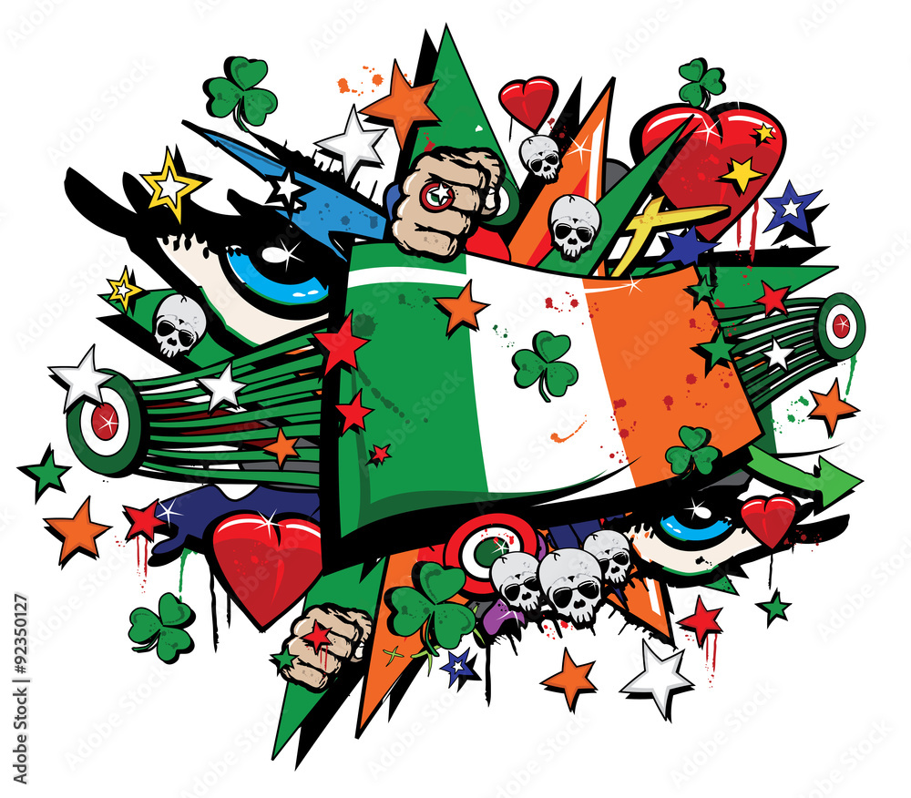 Ireland flag Irish pub Celtic Eire Belfast Bublin clover shamrock jack ...