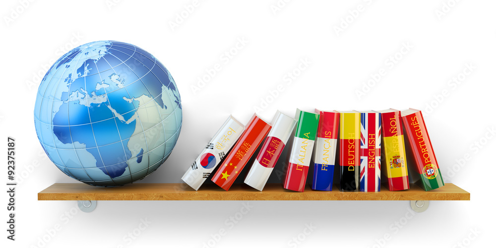 Foreign languages learn and translate education concept, dictionary ...