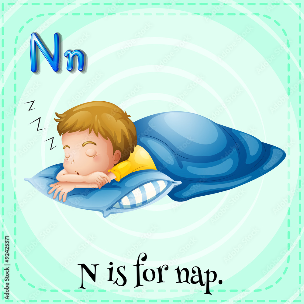 Flashcard letter N is for nap Stock Vector | Adobe Stock