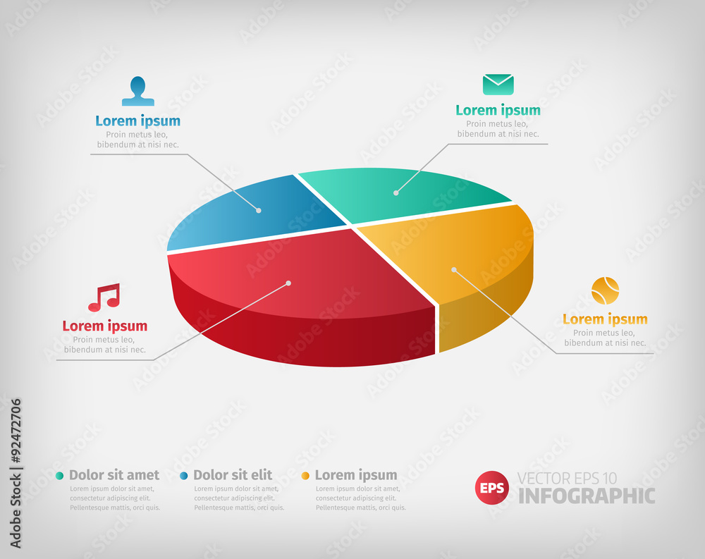 Simple pie chart graphic for business design or infographics. Stock ...