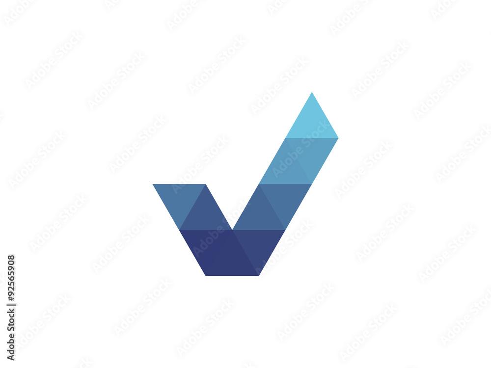 check mark Blue Triangle Geometric Logo Stock Vector | Adobe Stock